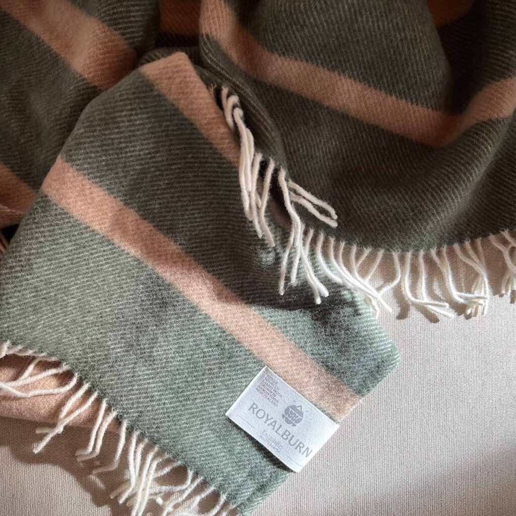 Royalburn Lambs Wool Throw, Kale & Barley - Royalburn Station